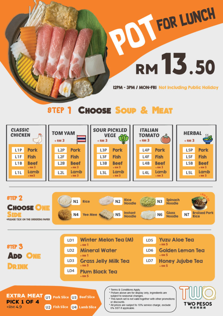 LUNCH MENU – Two Pesos Malaysia